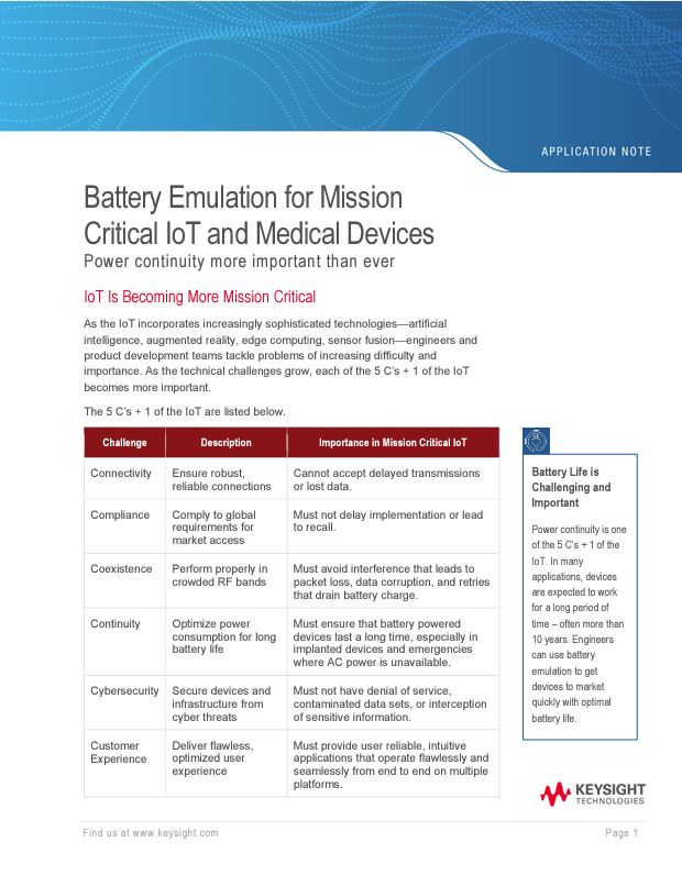 Battery Emulation for Mission Critical IoT and Medical Devices